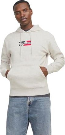 Jack & Jones Sweat à Capuche Jjecorp Graphic Noos pour Homme, Blanc-Gris, L