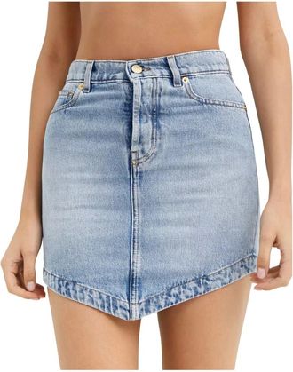 Alexandre Vauthier Femme, Jupes, Bleu, Taille: W26 Mini-jupe asym&eacute;trique en denim