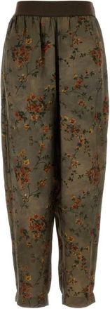 Uma Wang UMA Wang, Femme, Pantalons, Vert, Taille: 38 FR Pantalon Palmer en Satin Imprim&eacute;