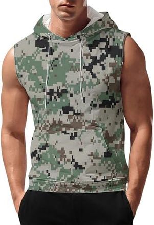 Generic Sweat &agrave; capuche sans manches pour homme, camouflage sans manches, fitness, sweat &agrave; capuche, gilet dentra&icirc;nement, sweat &agrave; capuche, sport, t-shirt muscu