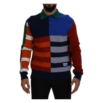 Dolce & Gabbana Wollpullover mit Intarsienstreifen - - Knitwear - Herren - Mehrfarbig - M