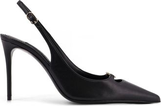 Dolce & Gabbana Femme, Chaussures, Noir, Taille: 37 EU Leather Pump with Metal DG Logo