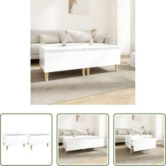 vidaXL vidaXL Table basse avec tiroir - Tables dappoint 2pcs Blanc brillant 50x46x35cm Bois ing&eacute;nierie