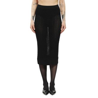 Saint Laurent Midi Skirt in Pointelle Knit