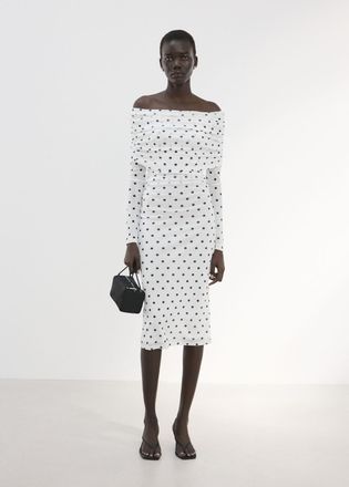 Mango Robe &agrave; pois bustier blanc - Femme - XS - MANGO