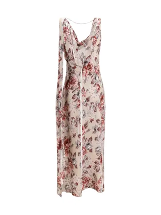 Acne Studios Womens Dress Floral-Print Multi Beige Viscose