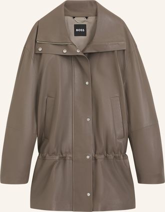 HUGO BOSS Leather Saloro Relaxed Fit braun