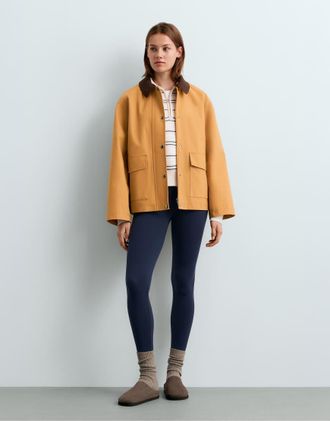 Oysho 100 % Baumwoll-Canvas-Jacke in Senfgelb