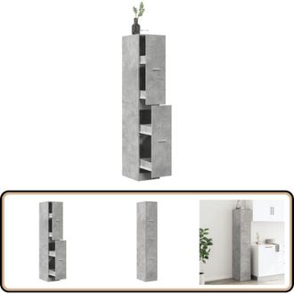 vidaXL Apothekerschrank Betongrau 30x41x174,5 cm Holzwerkstoff - Vidaxl