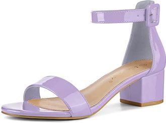 Allegra K Sandales à Bout Ouvert et Talon Bas et Bride Cheville pour Femmes Mauve 39