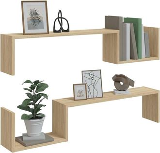 Generic 2xWandregal, B&uuml;cherregal, Wandboard, Schweberegal, H&auml;ngeregal, Dekoregal, Freischwebend, Regal, B&uuml;roregal, Wandablage, 100x15x20cm, Holzwerkstoff(Wei&szlig;