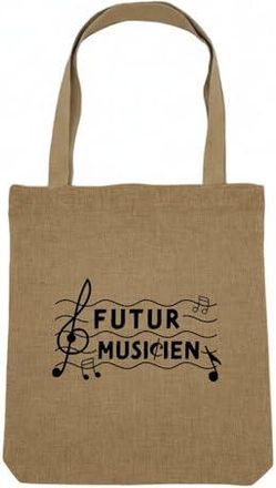 Fabulous Sac Shopping Tote Bag Aspect Lin - Futur Musicien Artiste Musique Passion - Sac de Courses Toile Epaisse 360g Beige Naturel Cabas Port&eacute; Epaule Solide 