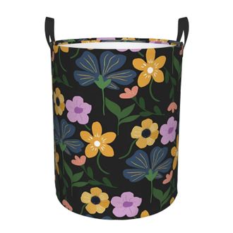 Generic Bunte Blumen Aufbewahrungskorb Rund Korb Aufbewahrung Mit Henkel W&auml;schetonne F&uuml;r Schlafzimmer Kleidung W&auml;schekammer