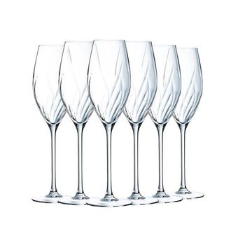 Cristal d'Arques Paris - Collection Swirly - 6 fl&ucirc;tes 24cl - Fabriqu&eacute;es en France - Emballage renforc&eacute;