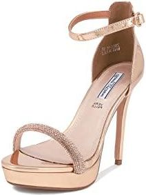 Queen Helena ZM9315 Sandales &eacute;l&eacute;gantes &agrave; talons aiguilles avec plateau pour femme, Champagne, 41 EU