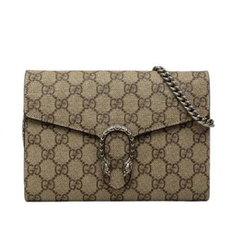 Gucci Pre-owned GG Supreme Dionysus Chain Wallet Umh&auml;ngetasche - - Pre-owned - Damen - Braun - ONE SIZE