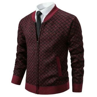 Generic NYSBH Pull pour homme en laine &agrave; fermeture &eacute;clair pour lautomne et lhiver, 6966 Rouge, XXL