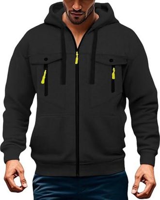 Generic Sweat &agrave; capuche l&eacute;ger pour homme avec fermeture &eacute;clair - L&eacute;ger - Grand et grand - D&eacute;contract&eacute; - Tendance - Automne - Avec fermeture &eacute;clair - Pour entr
