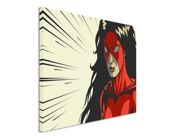 Paul Sinus Art XXL Fotoleinwand 120x80cm Superheldin mit roter Maske im Comic Stil auf Leinwand exklusives Wandbild moderne Fotografie für ihre Wand in vielen Größen