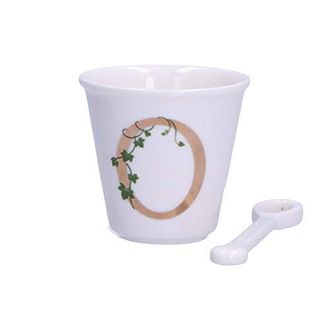 La Porcellana Bianca La Porcellana Bianca - Buchstabe O mit Teel&ouml;ffel, K&uuml;che - Einzigartige Linie - Geschenkidee - Porzellan - 75 CC; &Oslash; 6,7 cm; H 6 cm