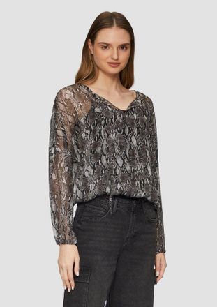 s.Oliver Langarmbluse Bluse Transparente Bluse mit All-over-Print