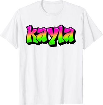 BDAZ Kayla Graffiti Personalisierter Name Gr&uuml;n Rosa Frauen M&auml;dchen T-Shirt