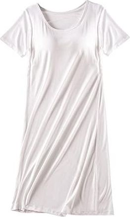 Generic Chemise de Nuit Femme avec Soutien-Gorge Femmes Longue Femme Robe de Nuit Grande Taille Manches Courtes Sleepwear Grande Taille Vêtements de Nuit Sexy