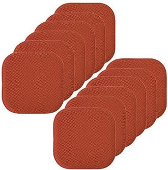 Sweet Home Collection Stuhlkissen, Memory-Schaum-Pads, Wabenmuster, rutschfest, gummierte Rückseite, abgerundet, quadratisch, 40,6 x 40,6 cm, 12 Stück, rostfarben