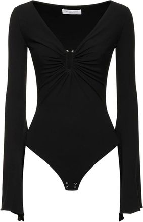 Michael Kors Femme, Tops, Noir, Taille: 34 FR Body Justaucorps &agrave; Manches &Eacute;vas&eacute;es en Jersey Mat Stretch