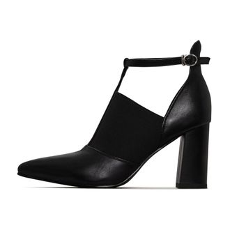 Cesare Gaspari Erh&ouml;hte T-Riemen-Blockabs&auml;tze - Lack schwarz - - Shoes - Damen - Schwarzk - 37 EU