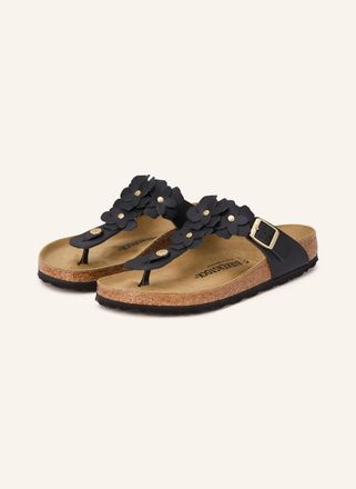 Birkenstock Zehentrenner Gizeh Flower Mit Nieten schwarz