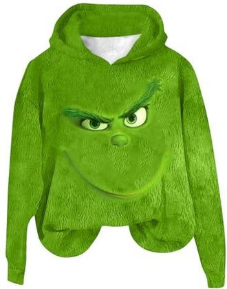 Generic Le Grinch Sweat Femme A Capuche Pilou Adulte Deguisement Polaire Noël Moche 2025 Femmes Christmas Vêtements Vetement Costume De Chaud Hiver Noel Sweat