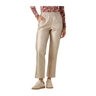 Louizon Cremefarbene Lederhose Makana - - Trousers - Damen - Gelb - S