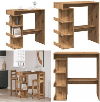 vidaXL vidaXL Table de bar avec &eacute;tag&egrave;re de rangement ch&ecirc;ne artisanal