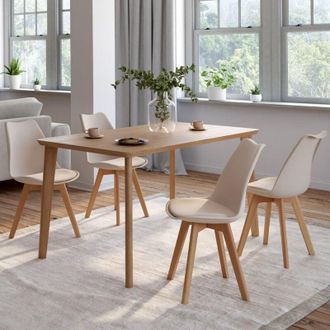 IDMarket Idmarket - Lot de 4 chaises scandinaves sara beige pour salle &agrave; manger