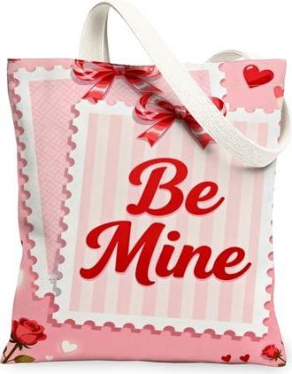 Generic Sacs fourre-tout r&eacute;utilisables en toile florale pour la Saint-Valentin, motif coeur rose, sacs d&eacute;picerie, toile l&eacute;g&egrave;re et lavable pour le shopping, p&ecirc;