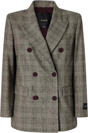 Pinko Pinko - Blazer Principe di Galles - Femme - Vestes - Beige - Taille: 42 FR