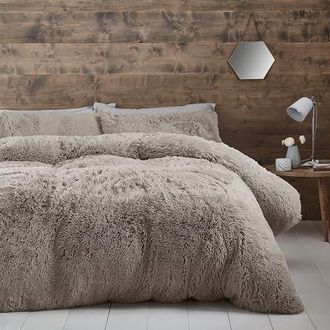 Catherine Lansfield Kuscheliges Bettw&auml;sche-Set f&uuml;r Doppelbett, Natur