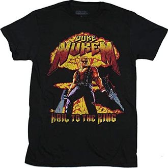 After Duke Nukem Mens T-Shirt - All Hail to The King Distressed Image Manches Courtes(Large)