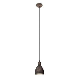 Eglo Suspension Priddy 1, lampe suspendue vintage 1 flamme au design industriel, suspension r&eacute;tro en acier, couleur : cuivre antique, douille : E27