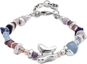 Uno De 50 Ars Rei SL UNO de 50 Armband mit Sterlingsilber versilbert, handgefertigte Kristalle, zentraler Schmetterling, handgefertigter Schmuck, handgefertigt 
