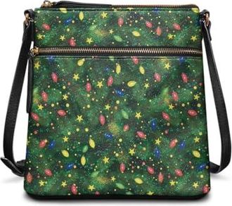Coloranimal Sac &agrave; bandouli&egrave;re l&eacute;ger en cuir pour femme sur le th&egrave;me de No&euml;l pour t&eacute;l&eacute;phone portable, &Eacute;toile lumineuse pour sapin de No&euml;l