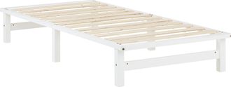 Homestyle4u Holzbett 90x200 Weiß Palettenbett Bettgestell mit Lattenrost Bett Holz Kiefer Tagesbett Futonbett Gästebett
