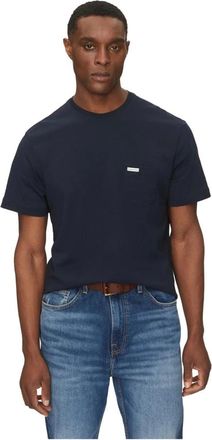 Guess Homme, Tops, Bleu, Taille: L T-shirt en coton bleu avec logo