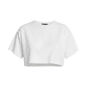 Iceberg T-Shirt Cropped Fit Logo Allover - - Tops - Damen - Wei&szlig; - XL