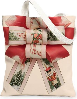 Generic Sacs fourre-tout en toile avec noeud de No&euml;l, motif d&eacute;coratif de vacances, sacs d&eacute;picerie r&eacute;utilisables, vintage, l&eacute;gers et lavables, Rouge, 13x15 Inc