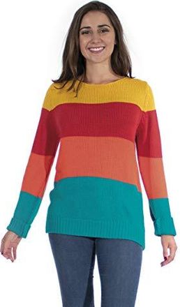 Coline Pull Femme coloré col Rond Manches Longues - Couleur : Multicolore - Taille : L/XL