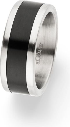 s.Oliver Ring f&uuml;r Herren - IP Schwarz - Gr. 66 - Edelstahl geb&uuml;rstet - wasserfest & hautfreundlich