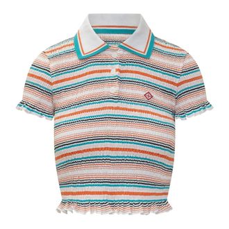 Casablanca Gestreiftes Shirred Poloshirt - - Tops - Damen - Mehrfarbig - S
