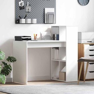 vidaXL Vidaxl - Bureau avec &eacute;tag&egrave;re Blanc 108 x 55 x 103,5 cm Bois ding&eacute;nierie